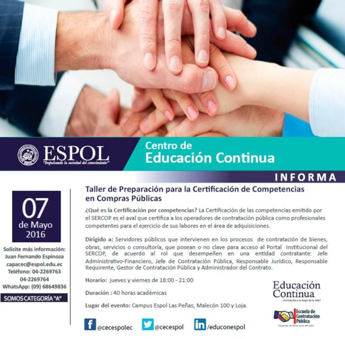 Taller de Preparación para la Certificación de Competencias en Compras Públicas | Escuela ...